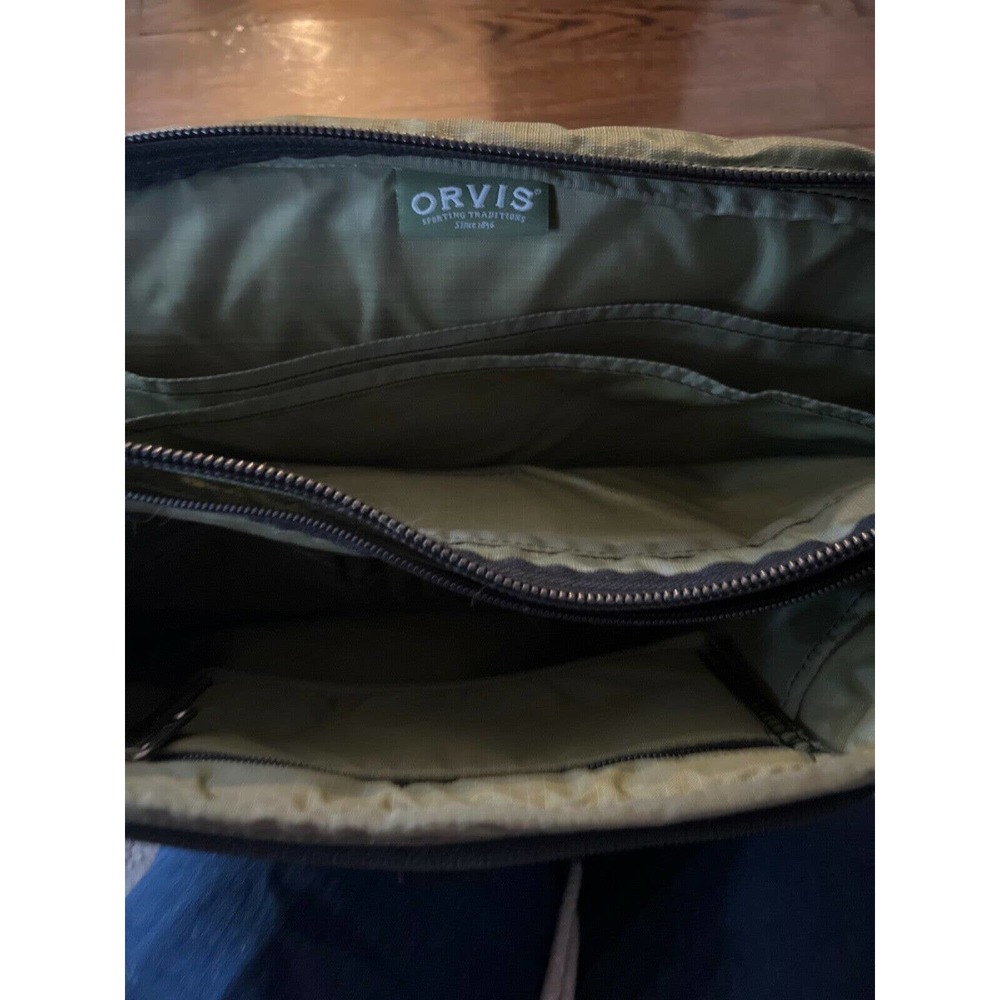 Orvis Nylon Messenger Bag Grey And Light Green With S… - Gem